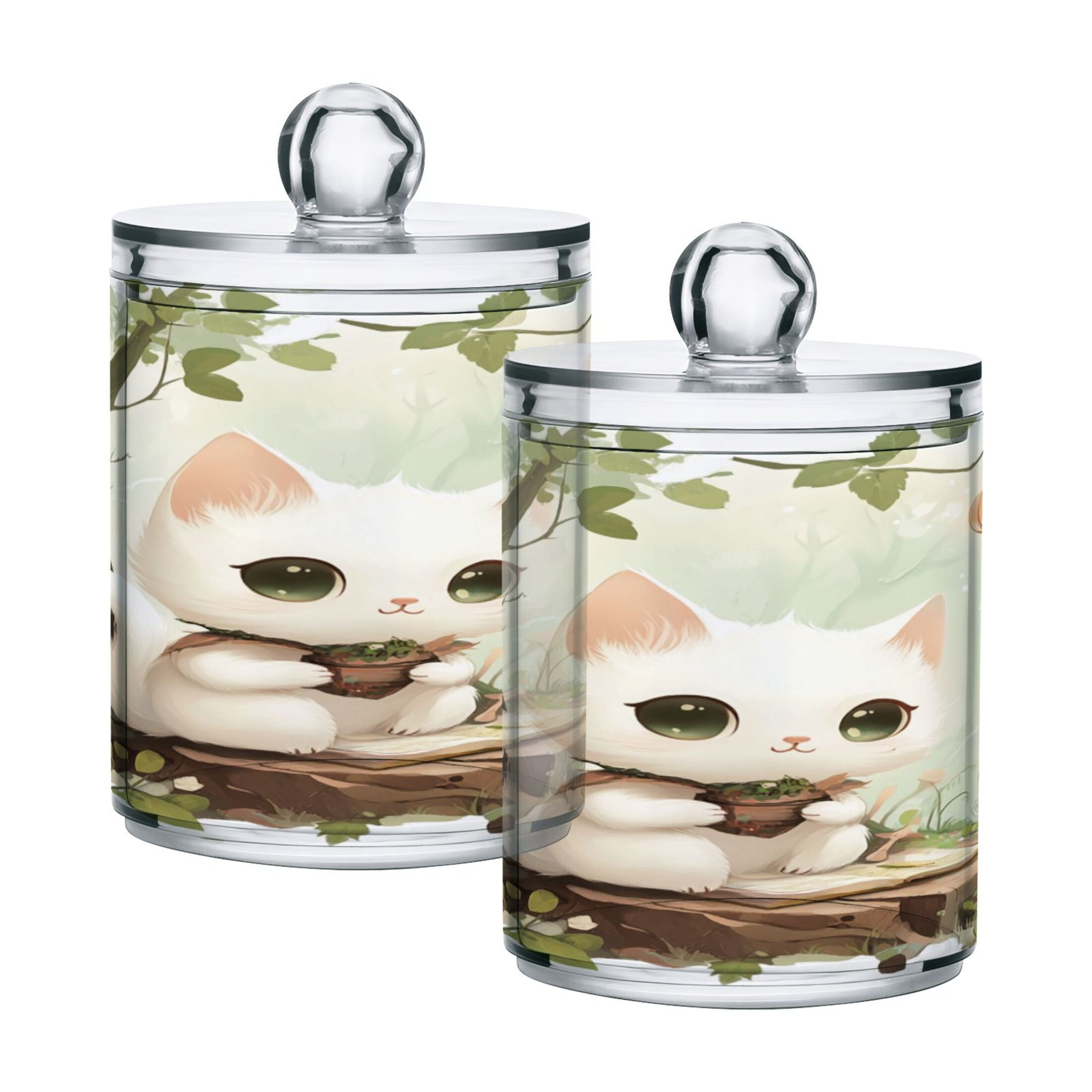 Clear Storage Jar 2.75x 4.13 Inches One Sizex2 Cotton Swabs Cans ...