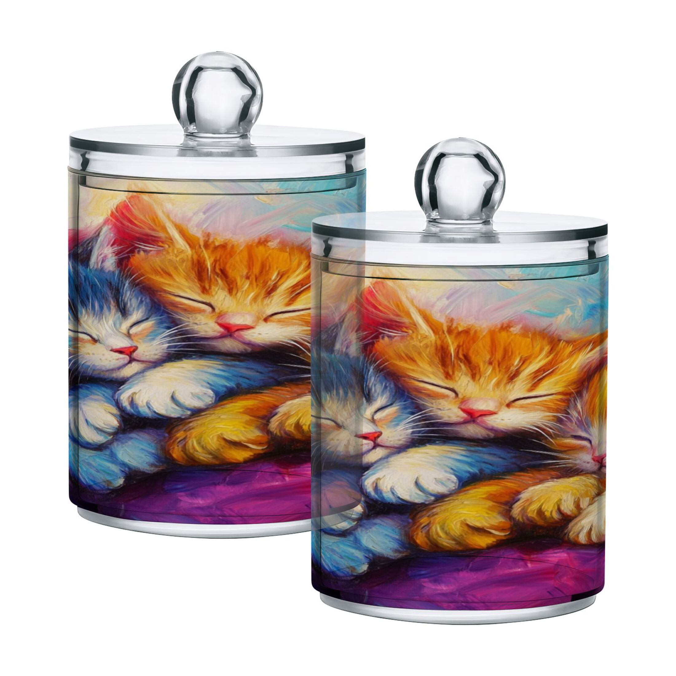Clear Storage Jar 2.75x 4.13 Inches One Sizex2 Cotton Swabs Cans ...