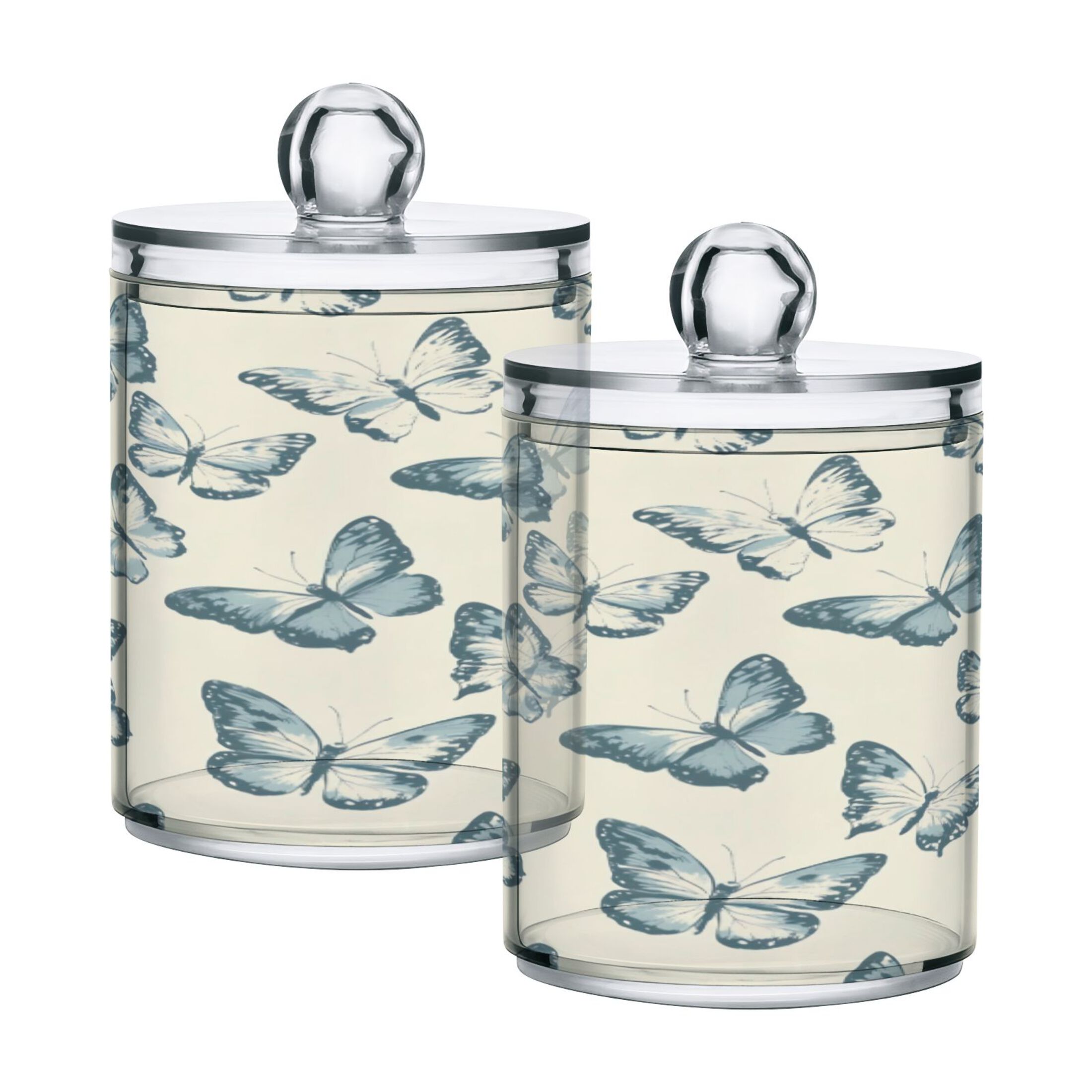 Clear Storage Jar 2.75x 4.13 Inches One Sizex2 Cotton Swabs Cans ...