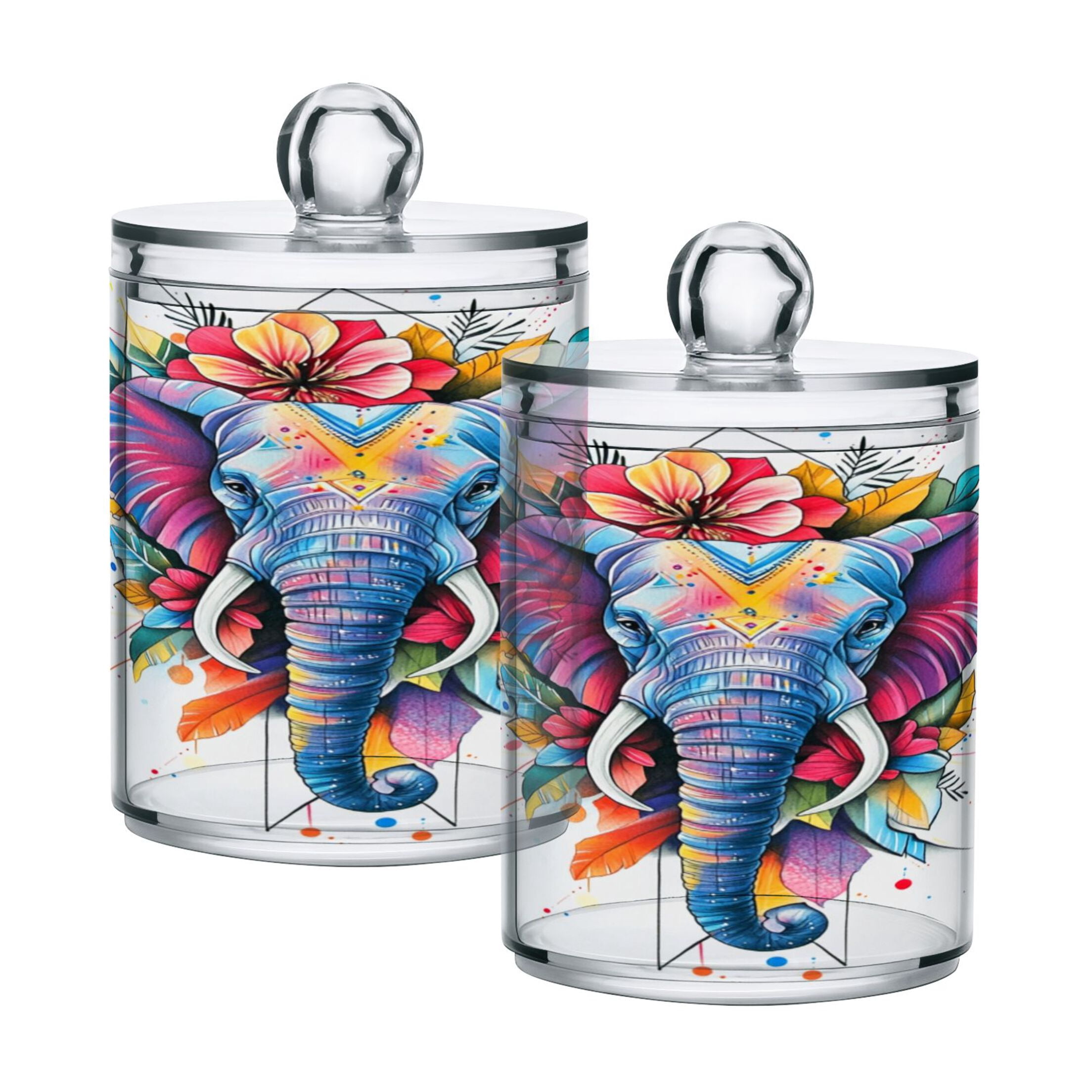 Clear Storage Jar 2.75x 4.13 Inches One Sizex2 Cotton Swabs Cans ...