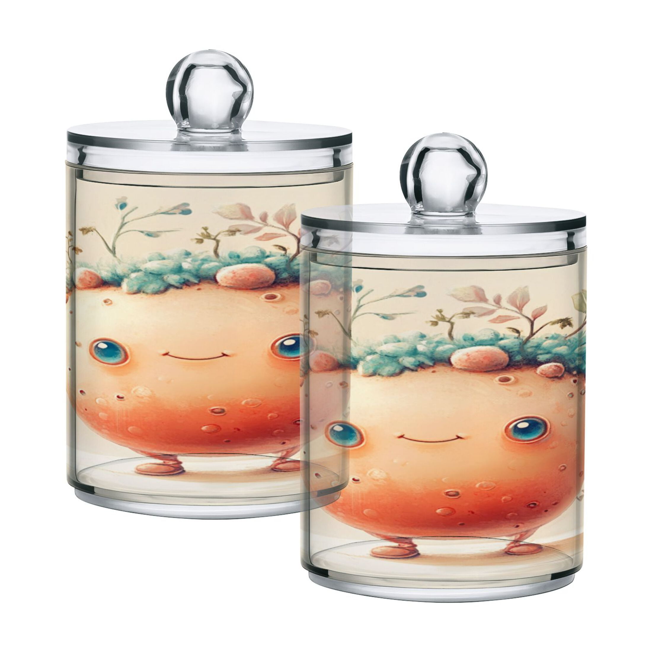 Clear Storage Jar 2.75x 4.13 Inches One Sizex4 Cotton Swabs Cans ...