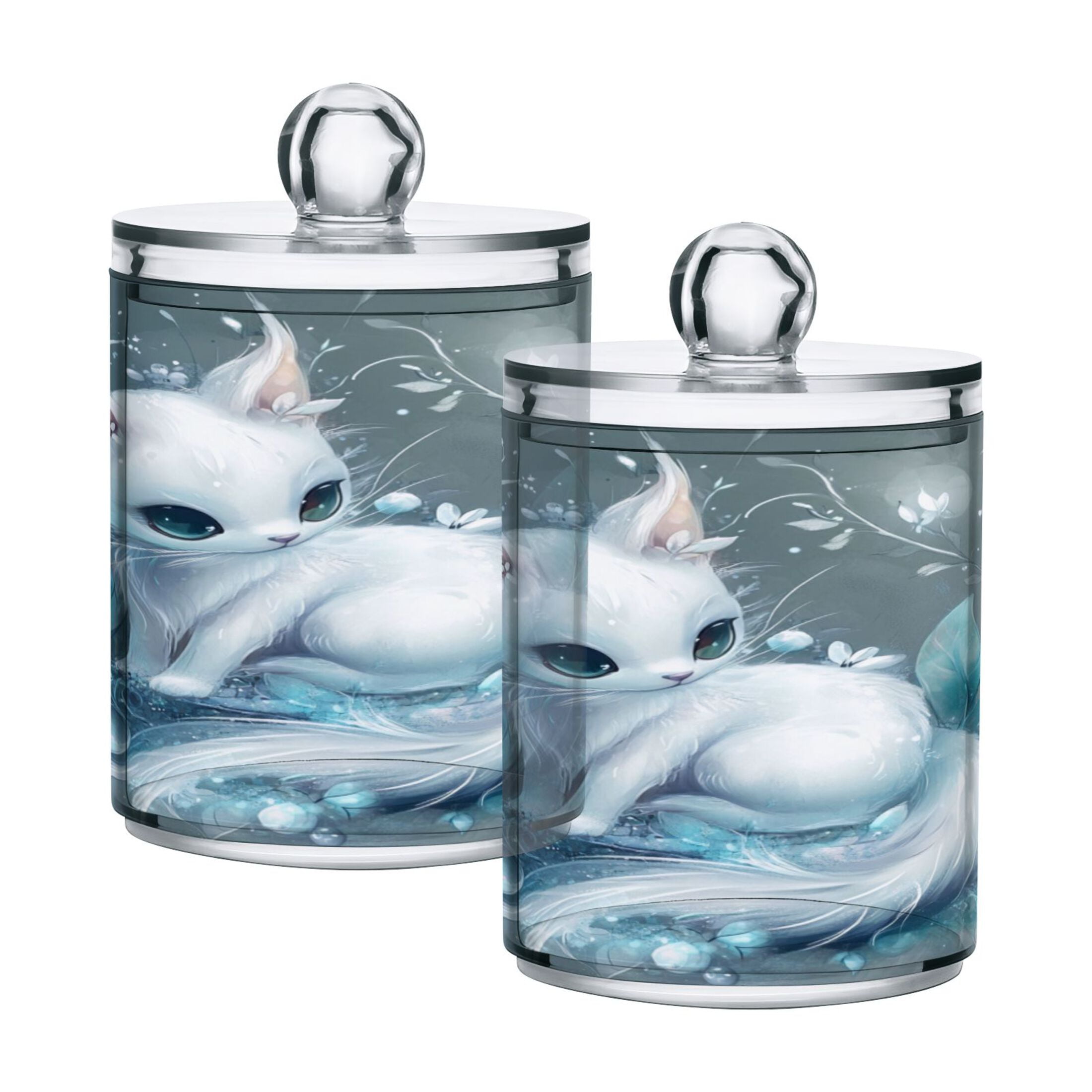 Clear Storage Jar 2.75x 4.13 Inches One Sizex4 Cotton Swabs Cans ...