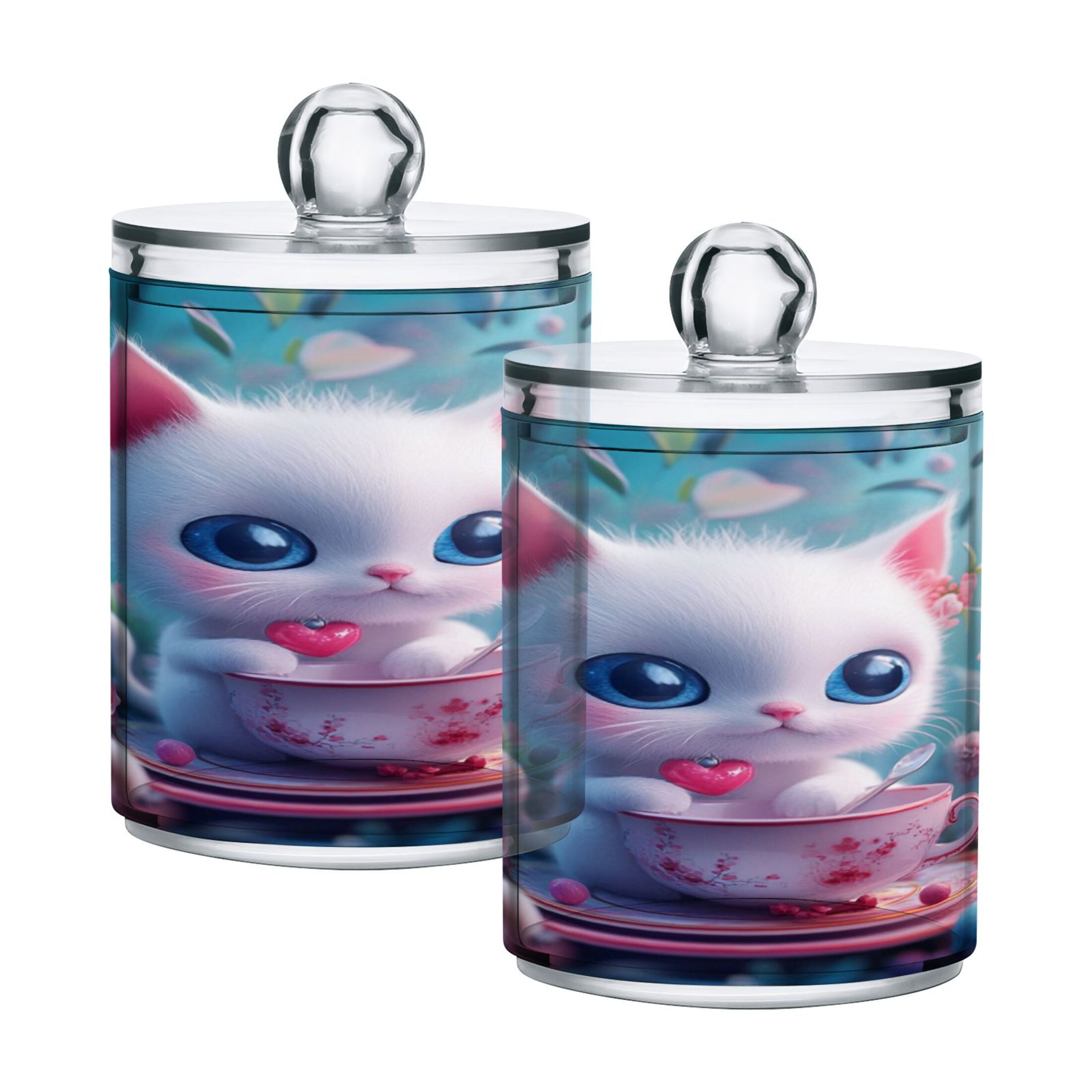 Clear Storage Jar 2.75x 4.13 Inches One Sizex4 Cotton Swabs Cans ...