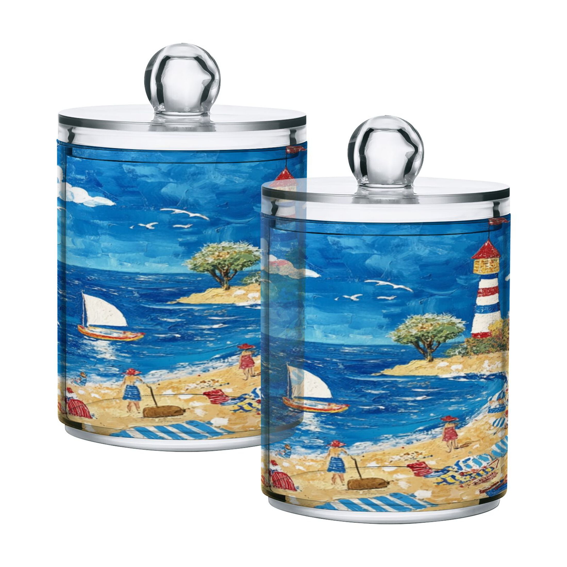 Clear Storage Jar 2.75x 4.13 Inches One Sizex4 Cotton Swabs Cans ...