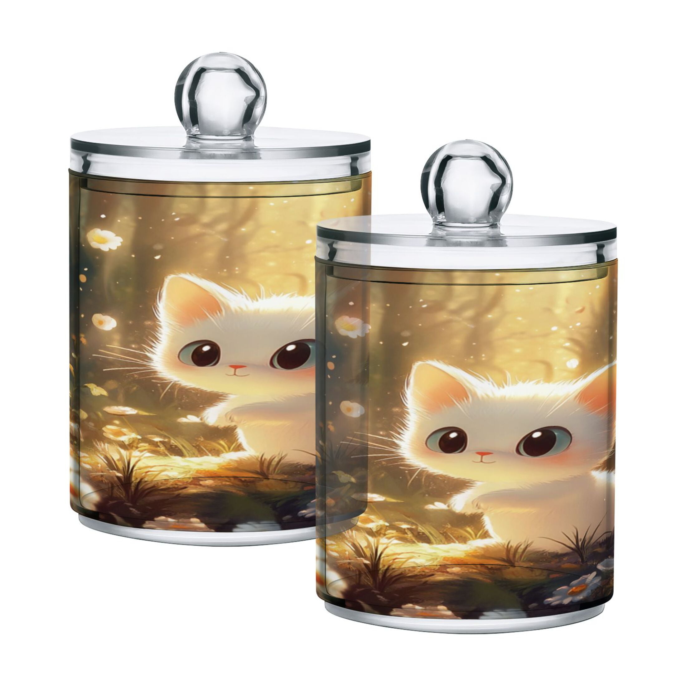 Clear Storage Jar 2.75x 4.13 Inches One Sizex4 Cotton Swabs Cans ...