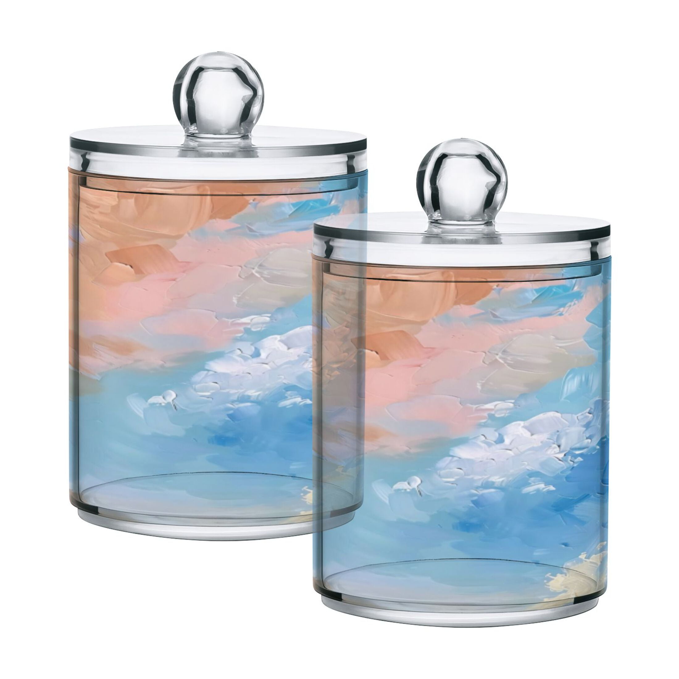 Clear Storage Jar 2.75x 4.13 Inches One Sizex4 Cotton Swabs Cans ...