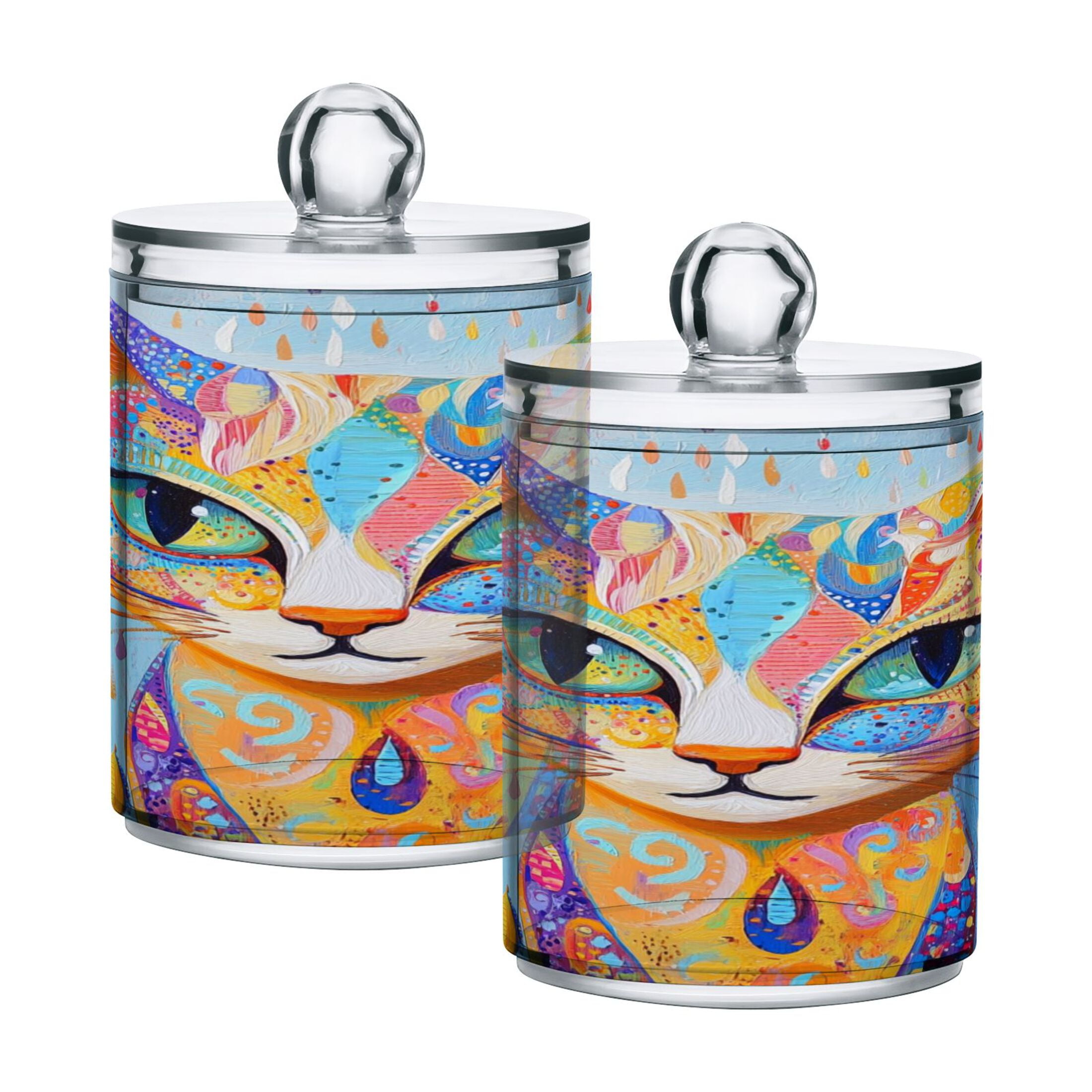 Clear Storage Jar 2.75x 4.13 Inches One Sizex4 Cotton Swabs Cans Translucent Plasticental Floss ...