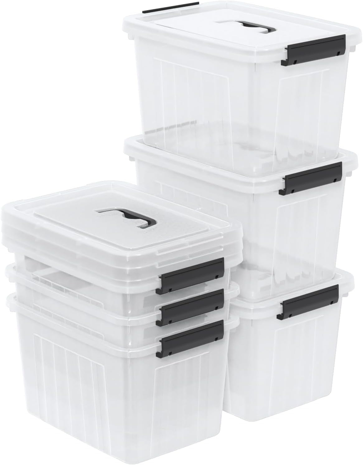 Clear Storage Latch Bin 12 Quart, Plastic Organizing Box with Lid and ...