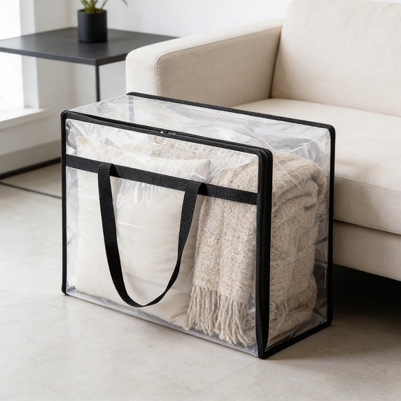 Clear Storage Pouch with Zipper, Transparent Synthetic Polymer Garments ...