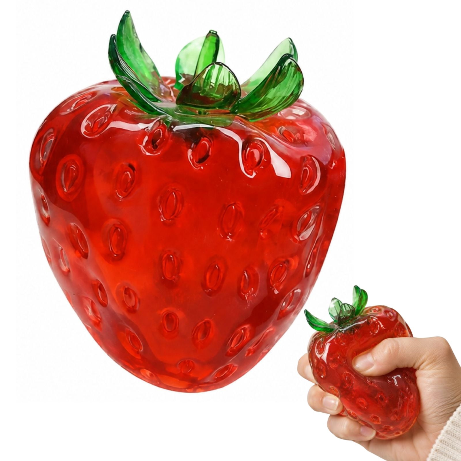 Clear Strawberry Squishy Toy , Realistic Slow Rising Strawberry Stress ...