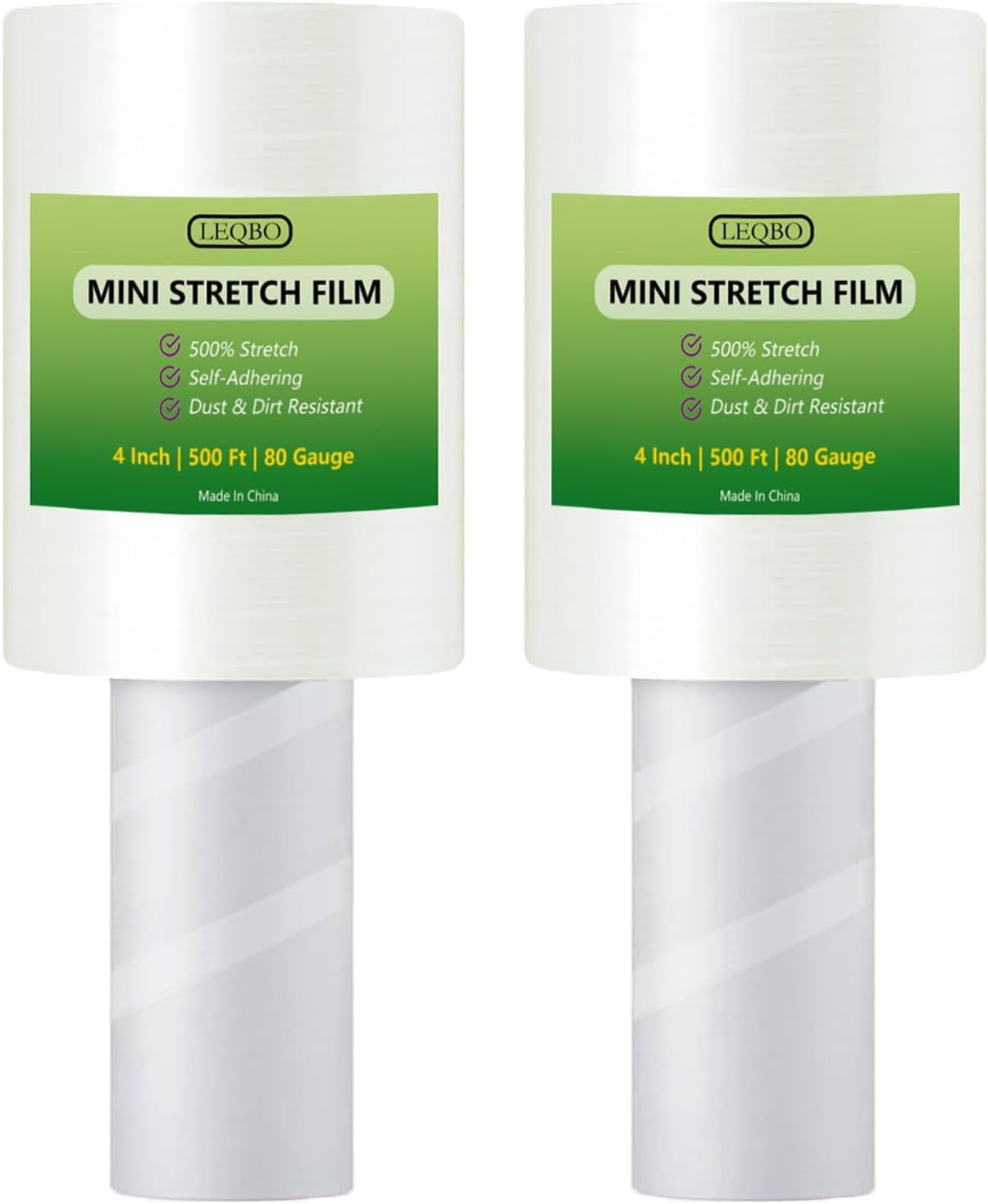 Clear Stretch Wrap Film,4" x 500Ft Pallet Wrap Roll with Handle for ...
