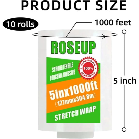 Clear Stretch Wrap Film 5" x 1000ft Roll, 80 Gauge Thick Cling Plastic ...