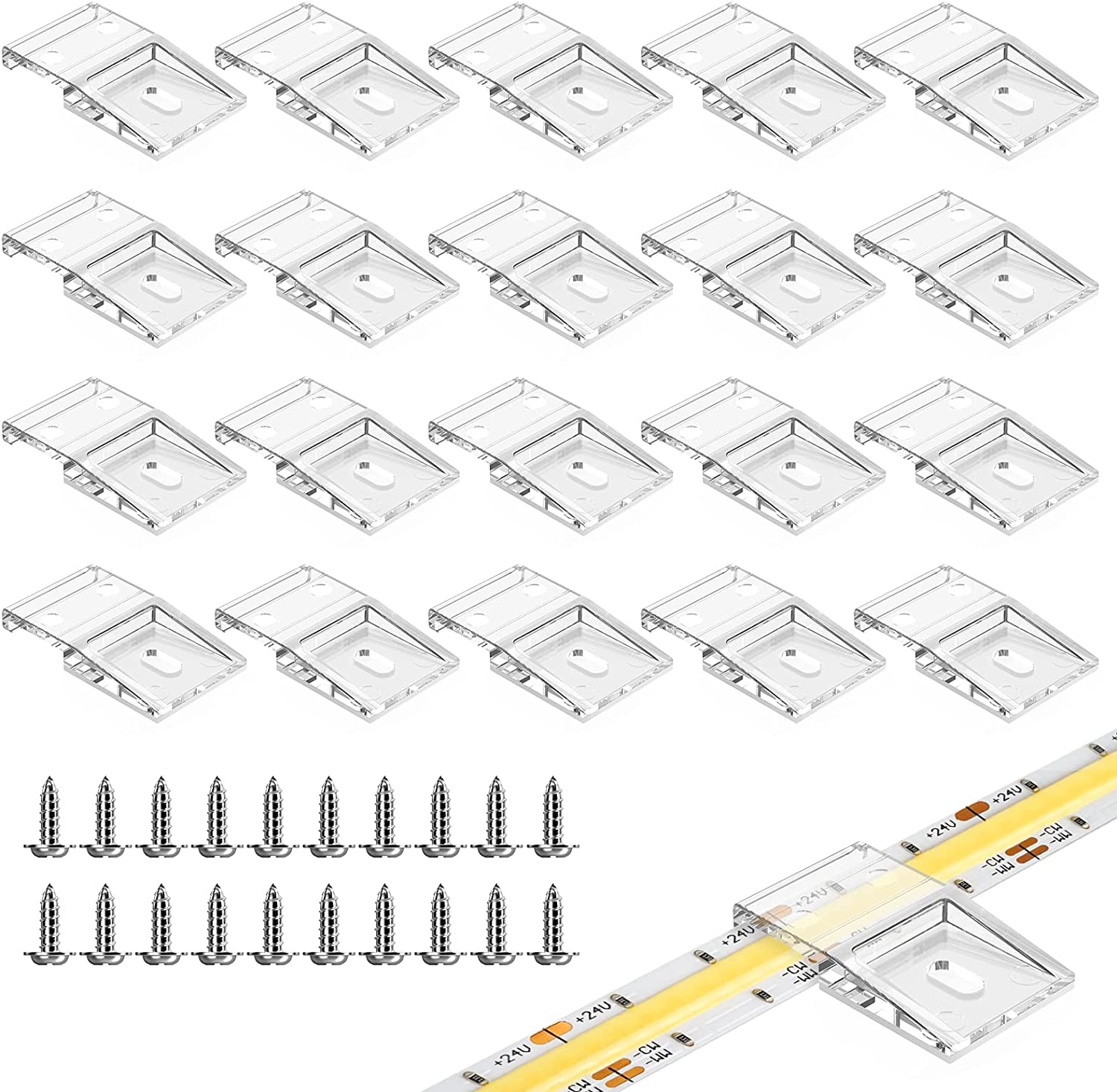 Clear Strip Light Clips Self Adhesive with Screws Mounting Brackets ...
