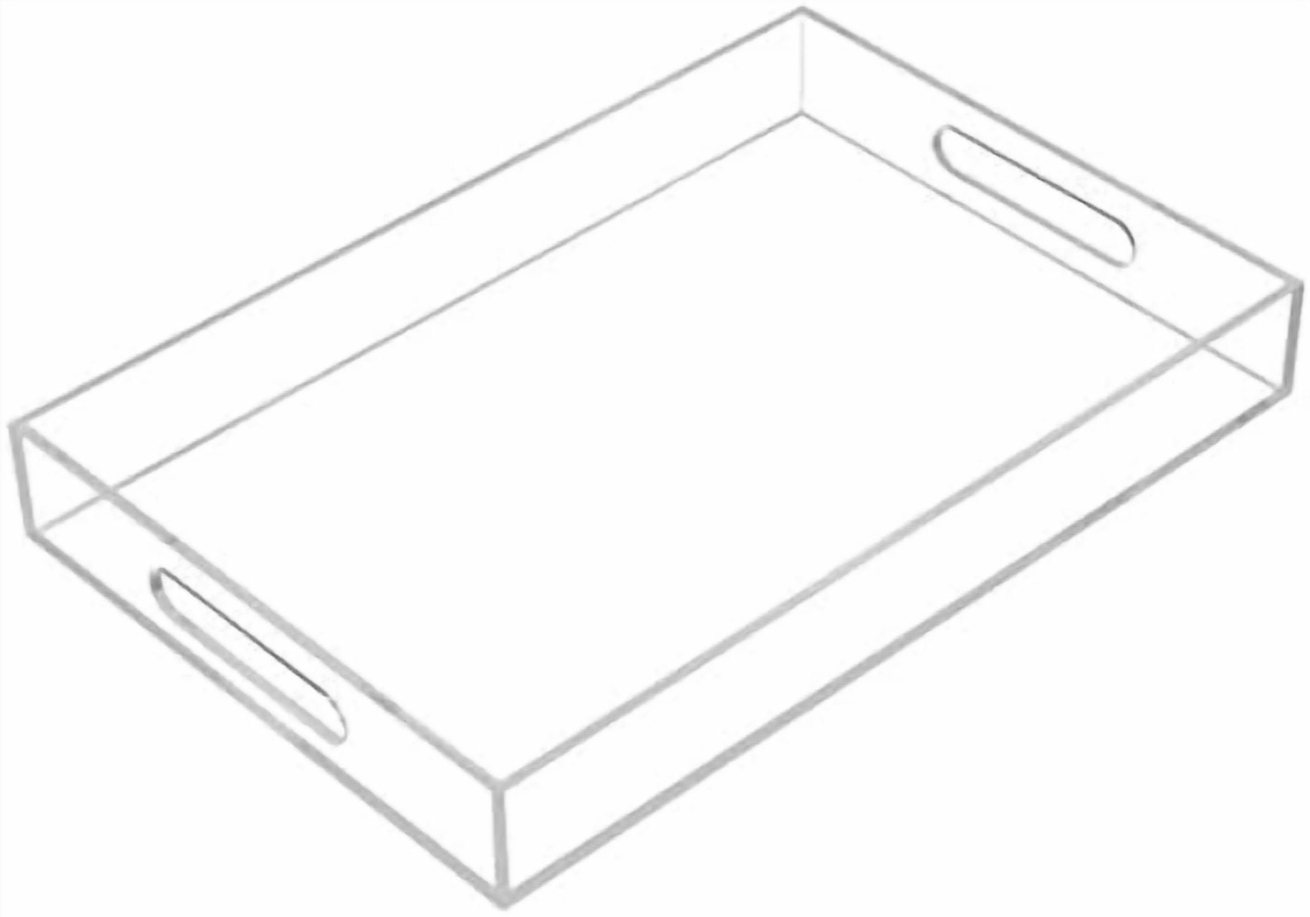 Clear Sturdy Acrylic Serving Tray with Handles-10x15Inch-Serving Coffee ...