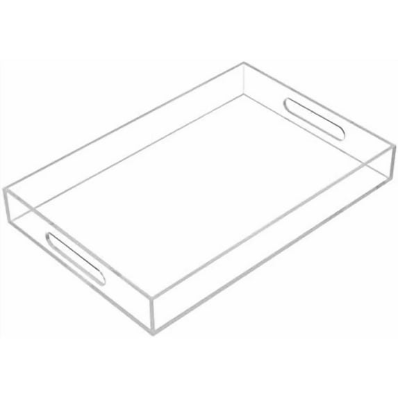 Clear Sturdy Acrylic Serving Tray with Handles-10x15Inch-Serving Coffee ...