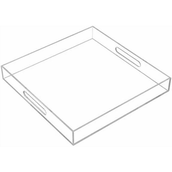 Clear Sturdy Acrylic Serving Tray with Handles - 14x14Inch - Coffee ...