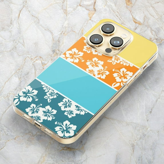 Clear Summer Hibiscus Tropical Island Floral Phone Case with iPhone 17 ...