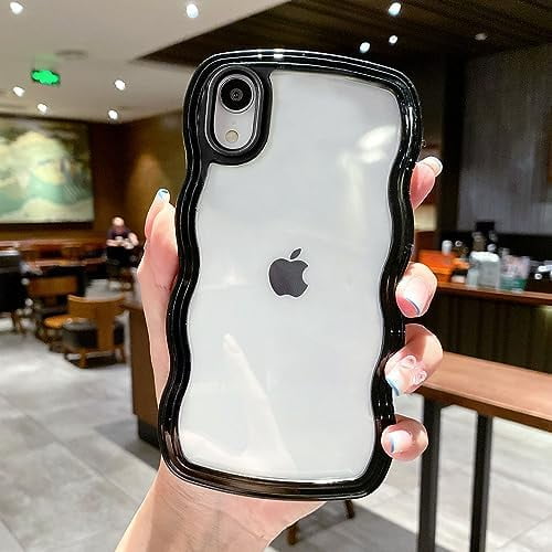Clear TPU Cell Phone Case with Wavy Border for iPhone X/XS, Black ...