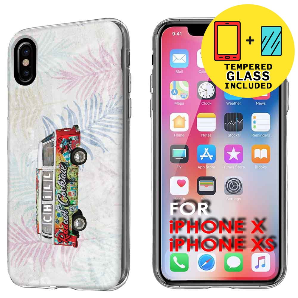 Clear TPU Phone Case for Apple iPhone XS,X,Chill Van,Temper Glass ...