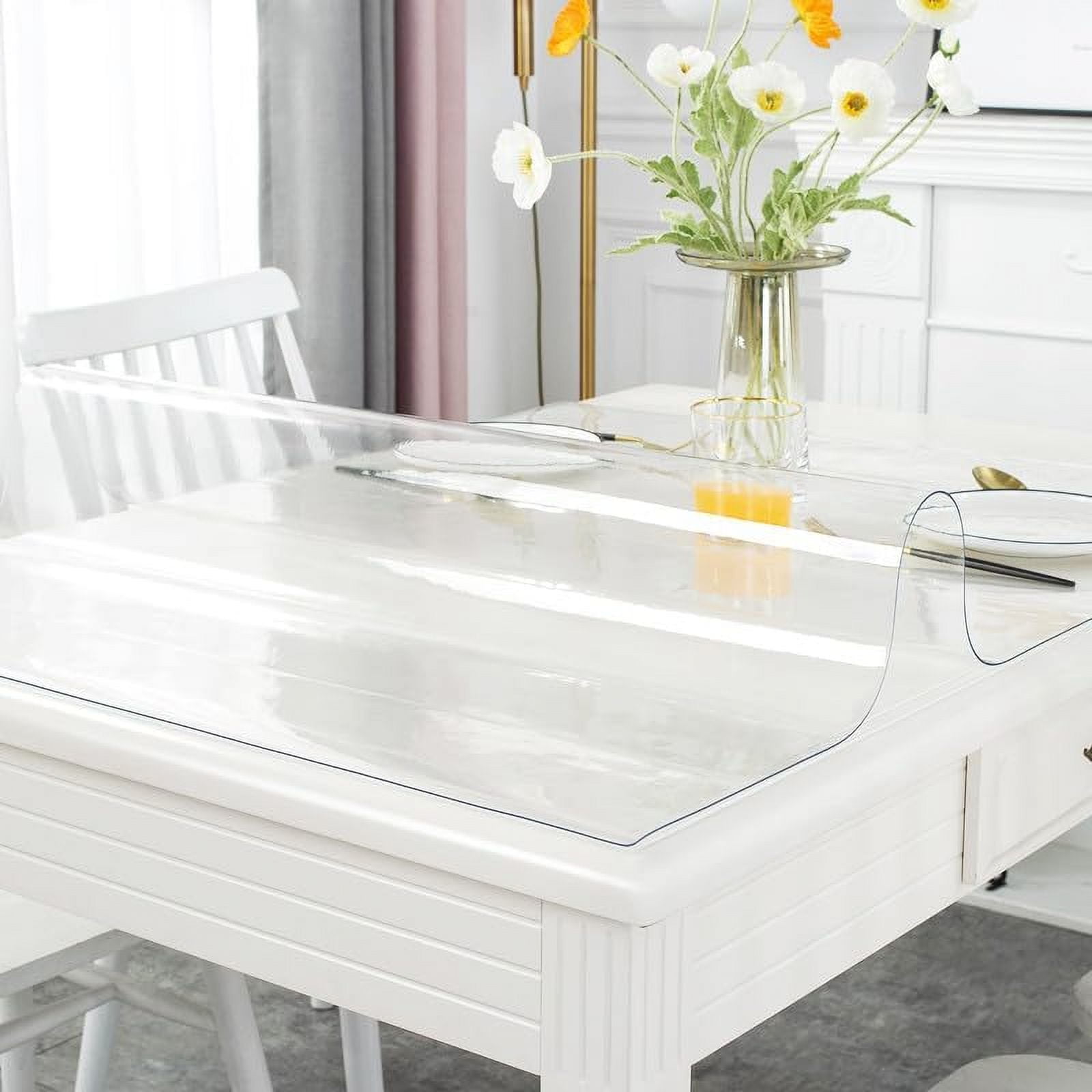Clear Table Cover Protector 34 x 34 Inch,1.5mm Thick Plastic Table ...