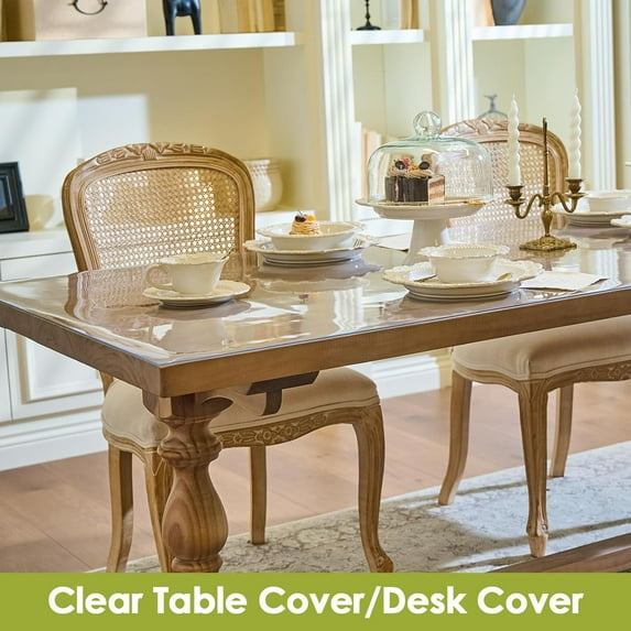 Clear Table Cover Protector 60x46 Inch, 1.5mm Thick Plastic Table Cover ...