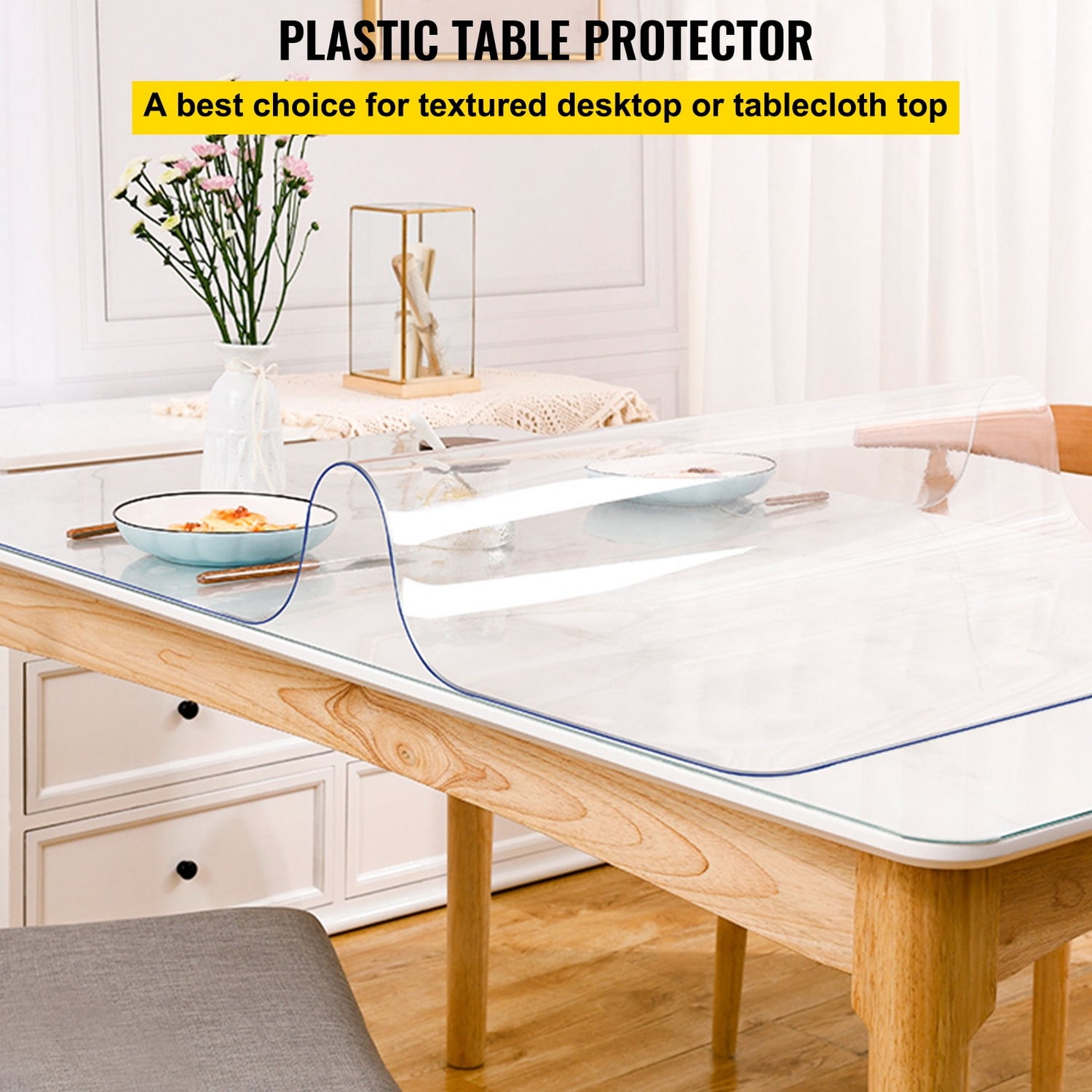 Clear Table Protector 24 x 60 Inch, 1.5mm Thick Plastic Table Cover ...