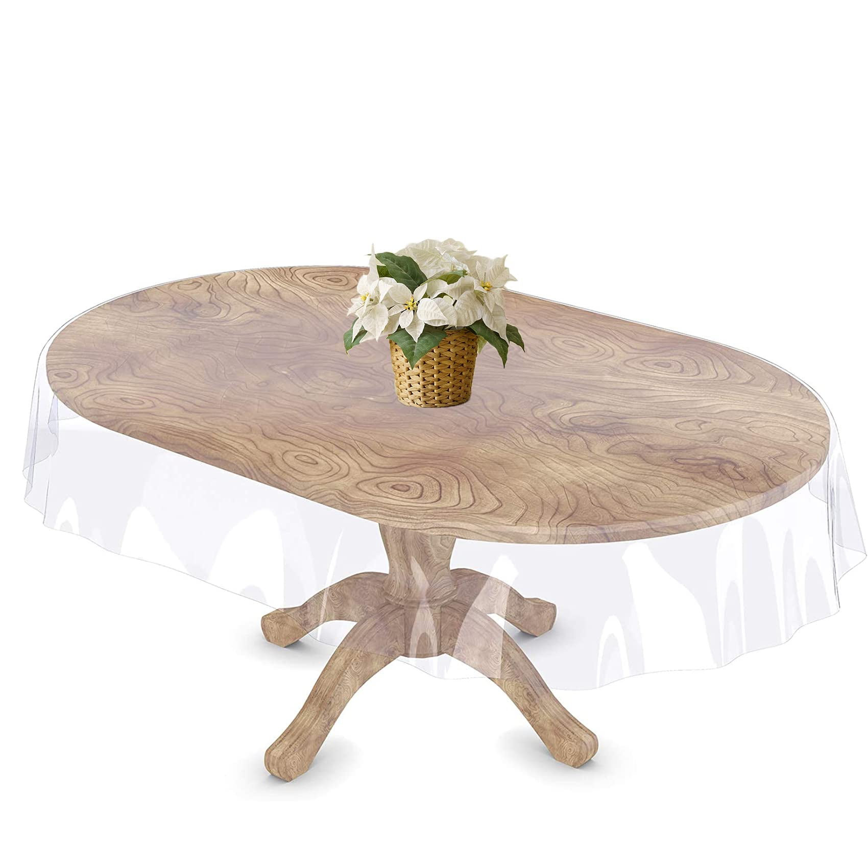 Clear Table Protector - Oval Clear Vinyl Tablecloth Cover Transparent ...