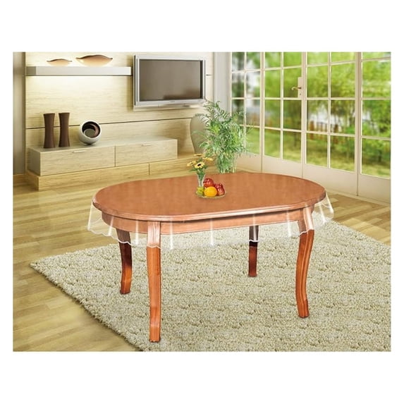 Clear Table Protector - Oval Vinyl Tablecloth Cover Transparent Plastic ...