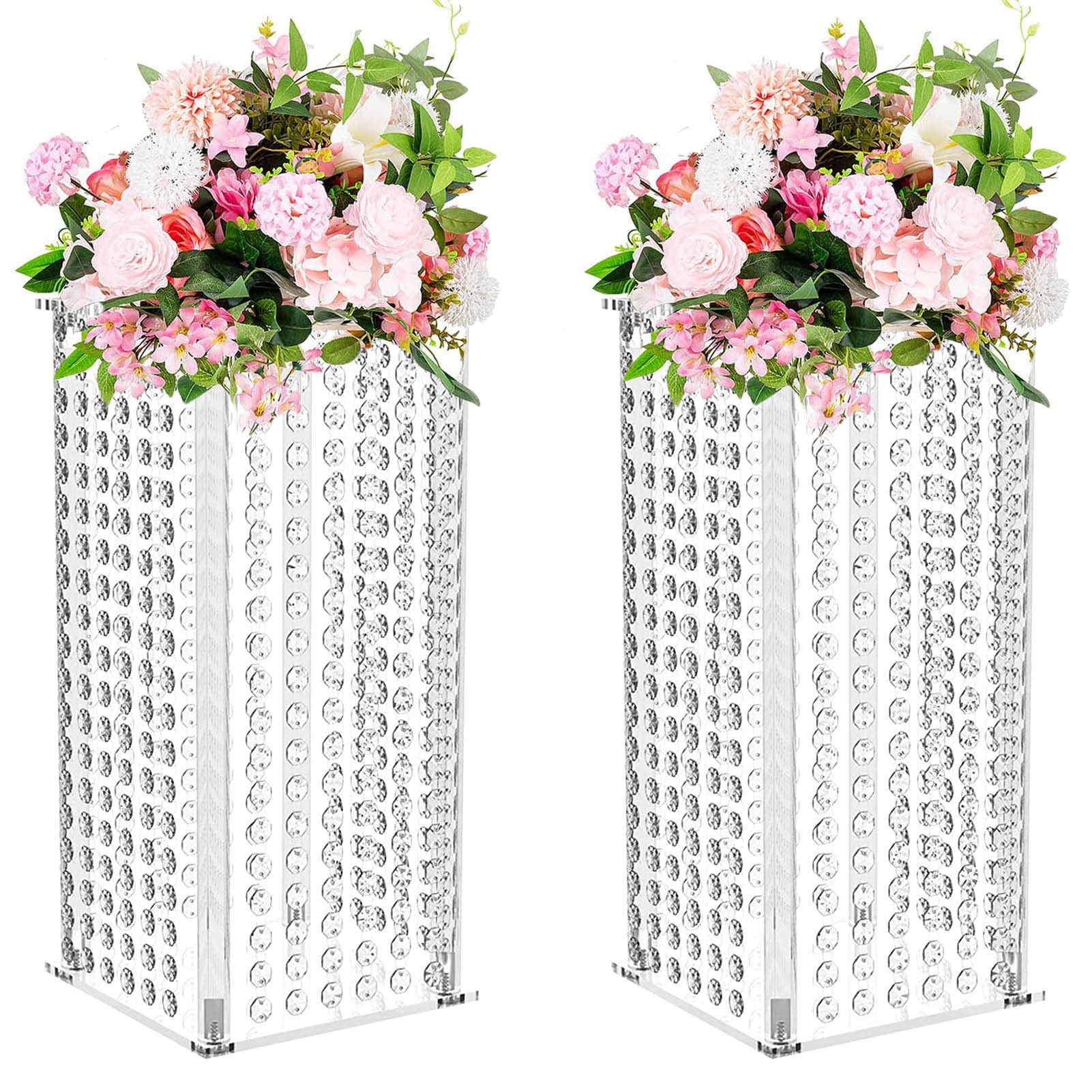 Clear Tall Vases for Centerpieces - 2 Pcs Column Flower Stand with ...
