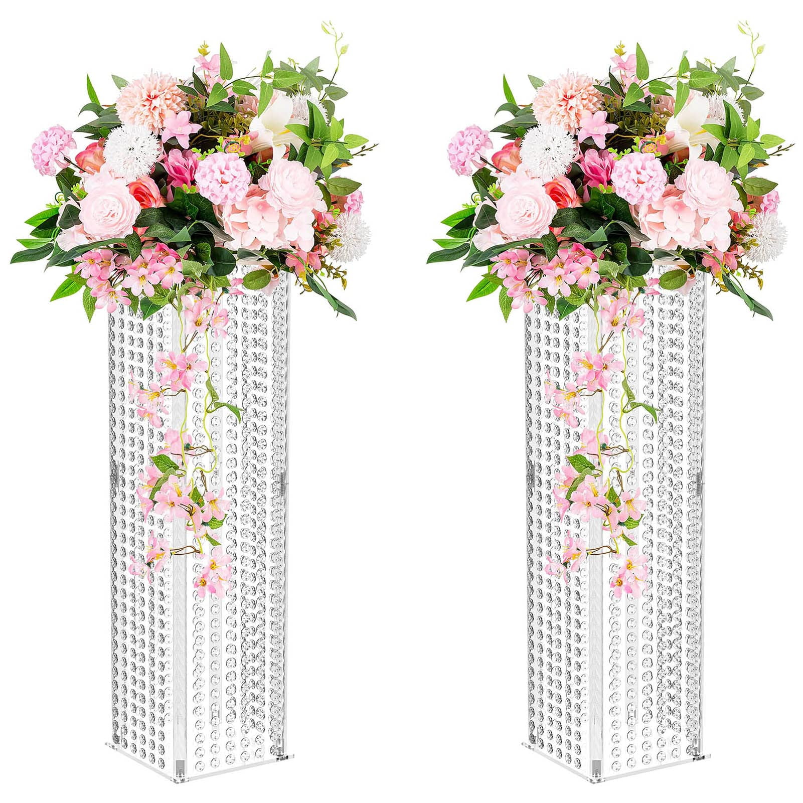 Clear Tall Vases for Centerpieces - 2 Pcs Column Flower Stand with ...