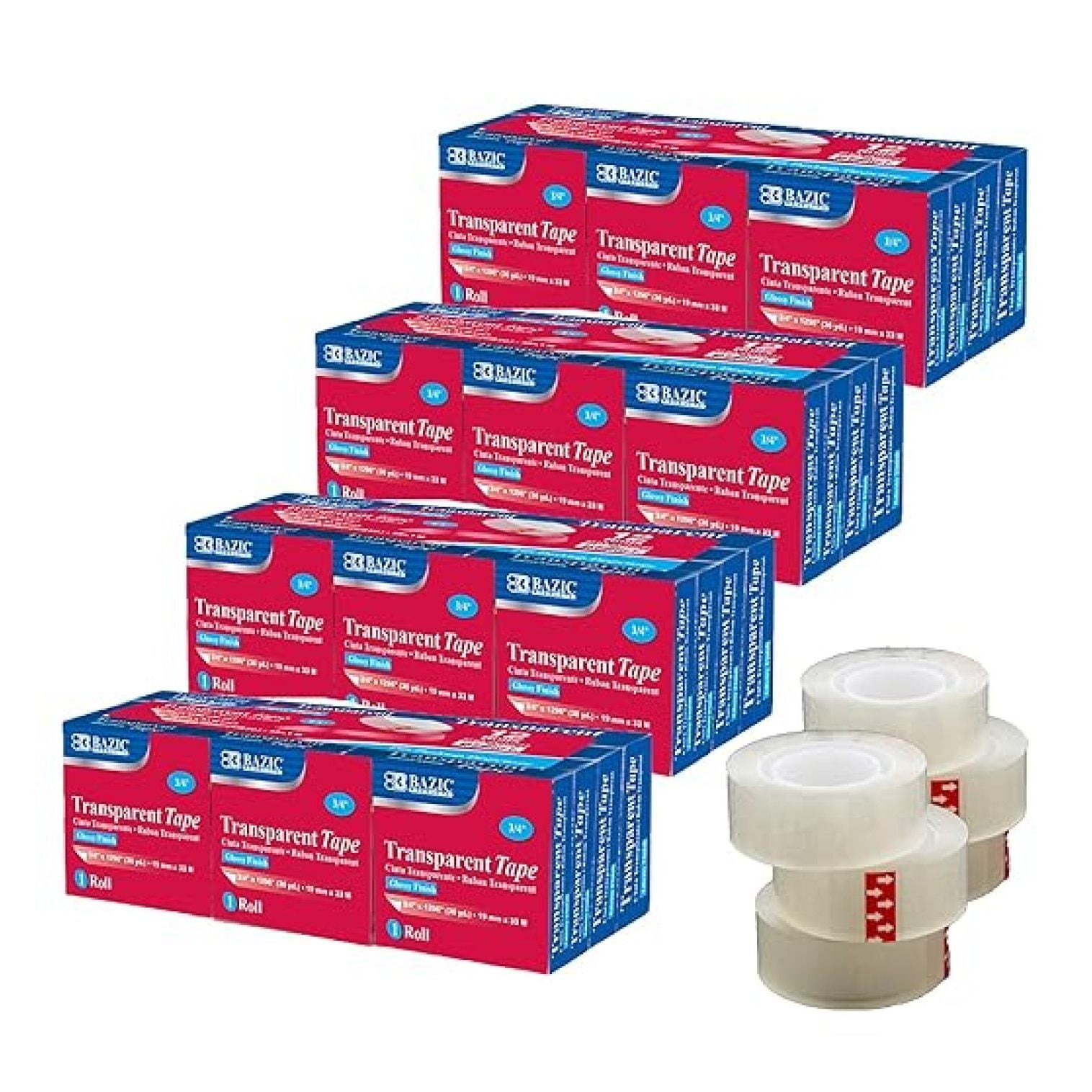 Clear Tape 3/4" X 1296", Transparent Stationery Tapes Glossy Finish ...