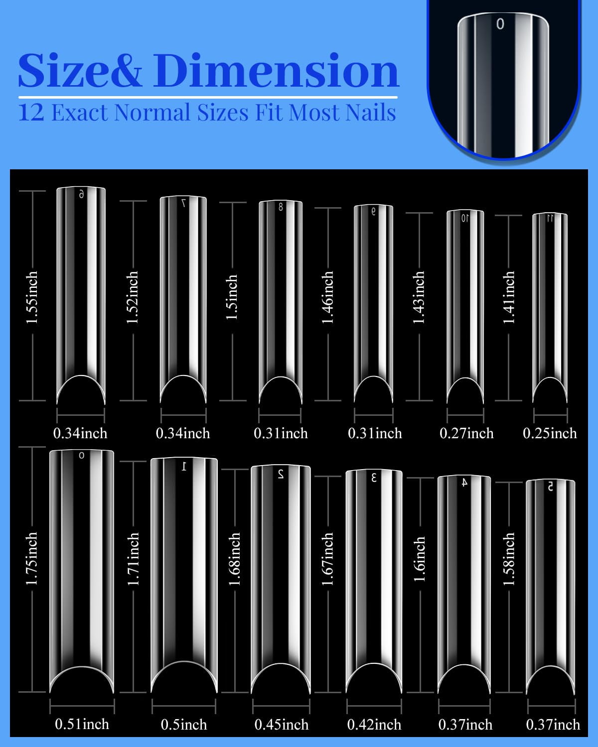 Clear Tapered Square Nail Tips, 240 Pcs XXL Extra Long Straight C Curve ...