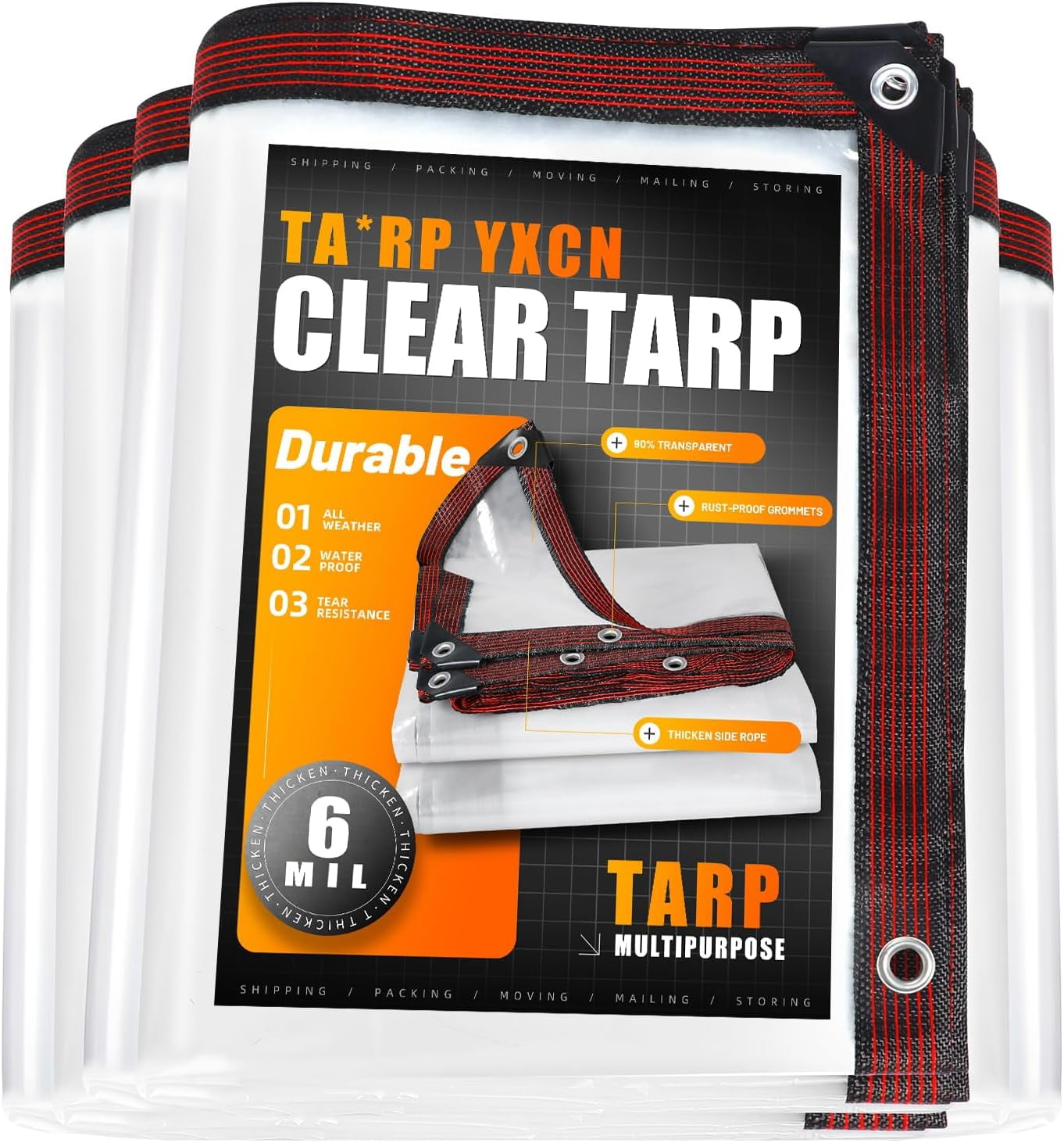 Clear Tarp 8 x 10 FT Medium Duty Waterproof Tarps Cover, Grommet Every ...