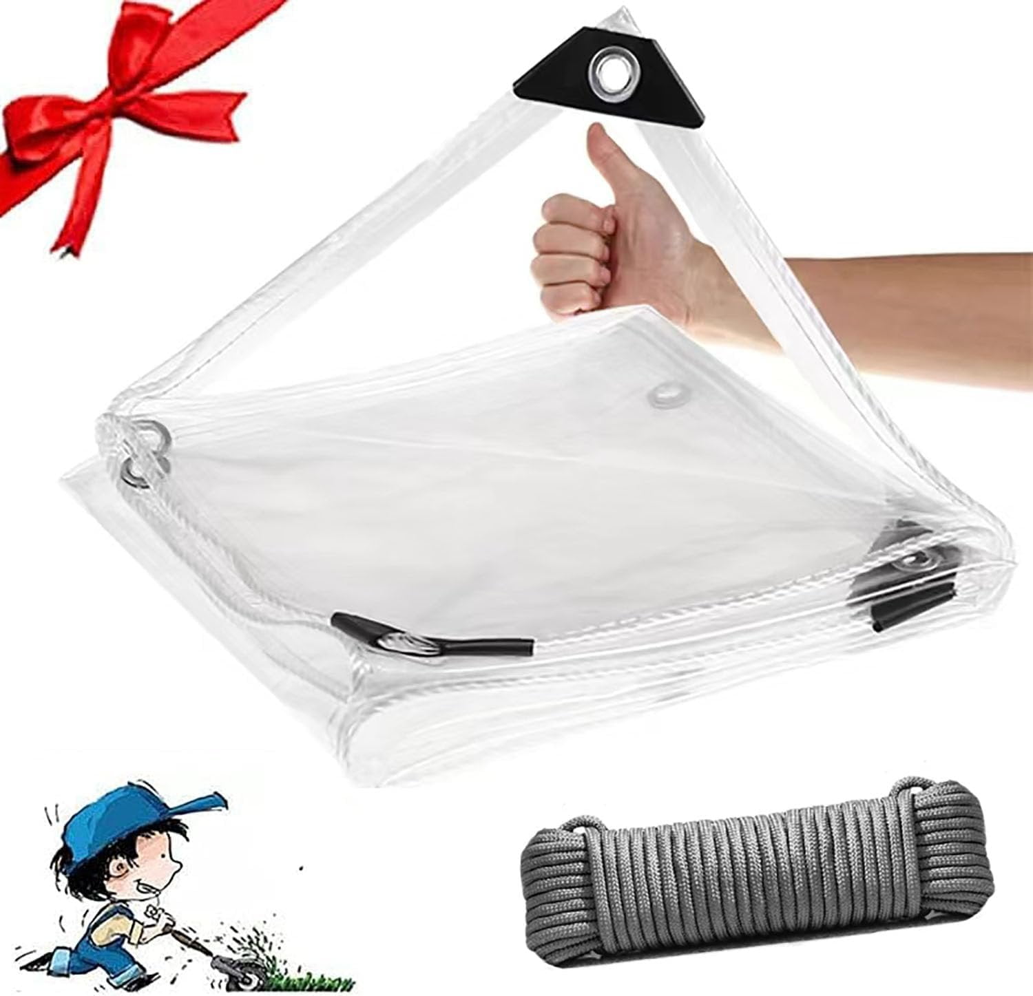 Clear Tarp, Clear Tarps with Reinforced Edge, 16Mil Thickened Resistant ...