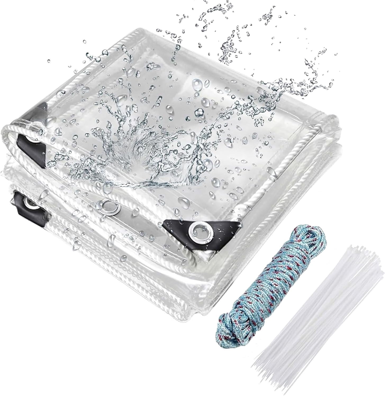 Clear Tarp with Grommets Heavy Duty Waterproof Tarps 14mil Thickened ...