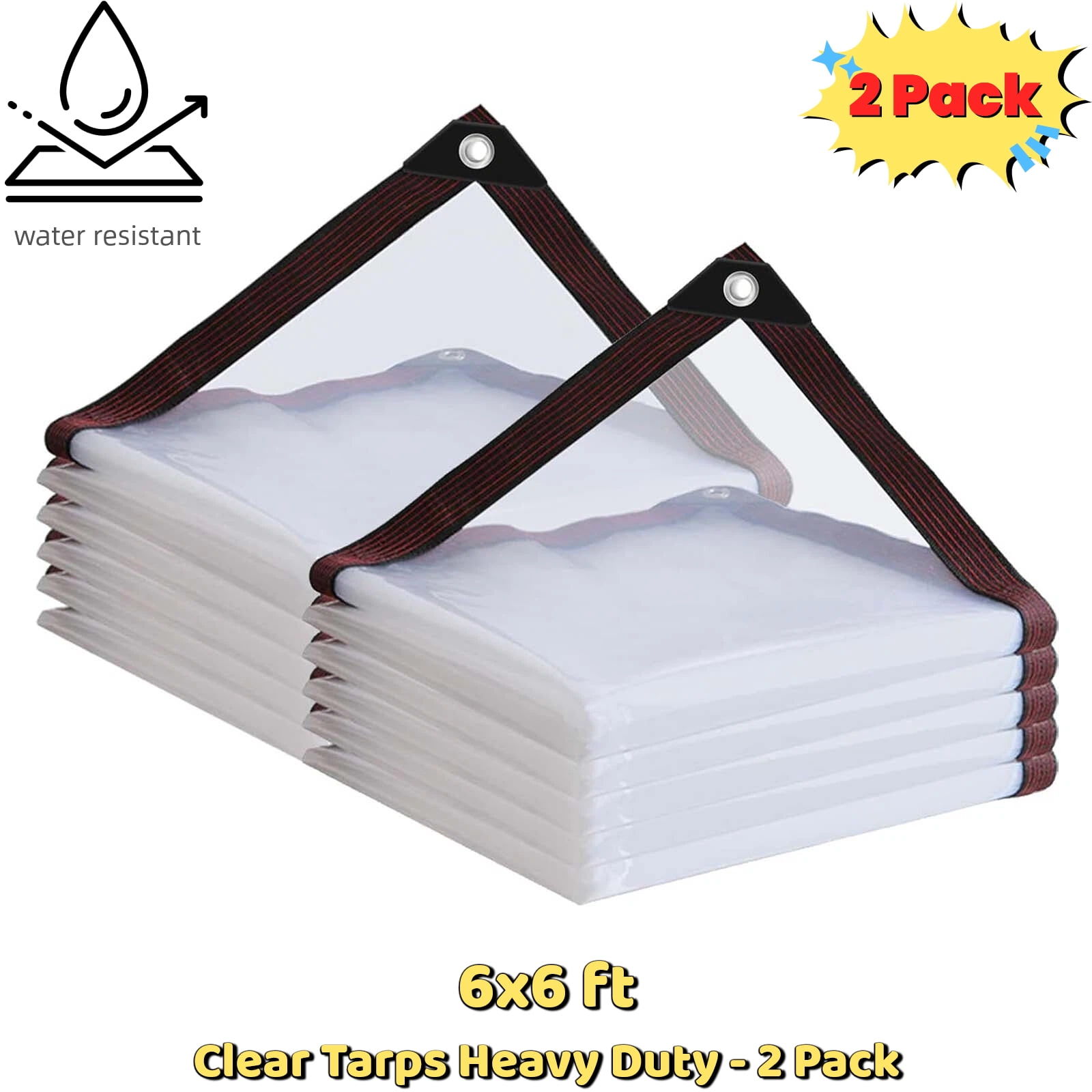 Clear Tarp Waterproof 6x6ft, Heavy Duty Plastic Tarps, Vinyl ...