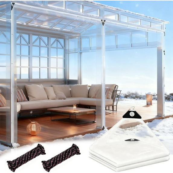 Clear Tarps 8x8 Foot Tarp with Grommets Outdoor Curtains Windproof ...