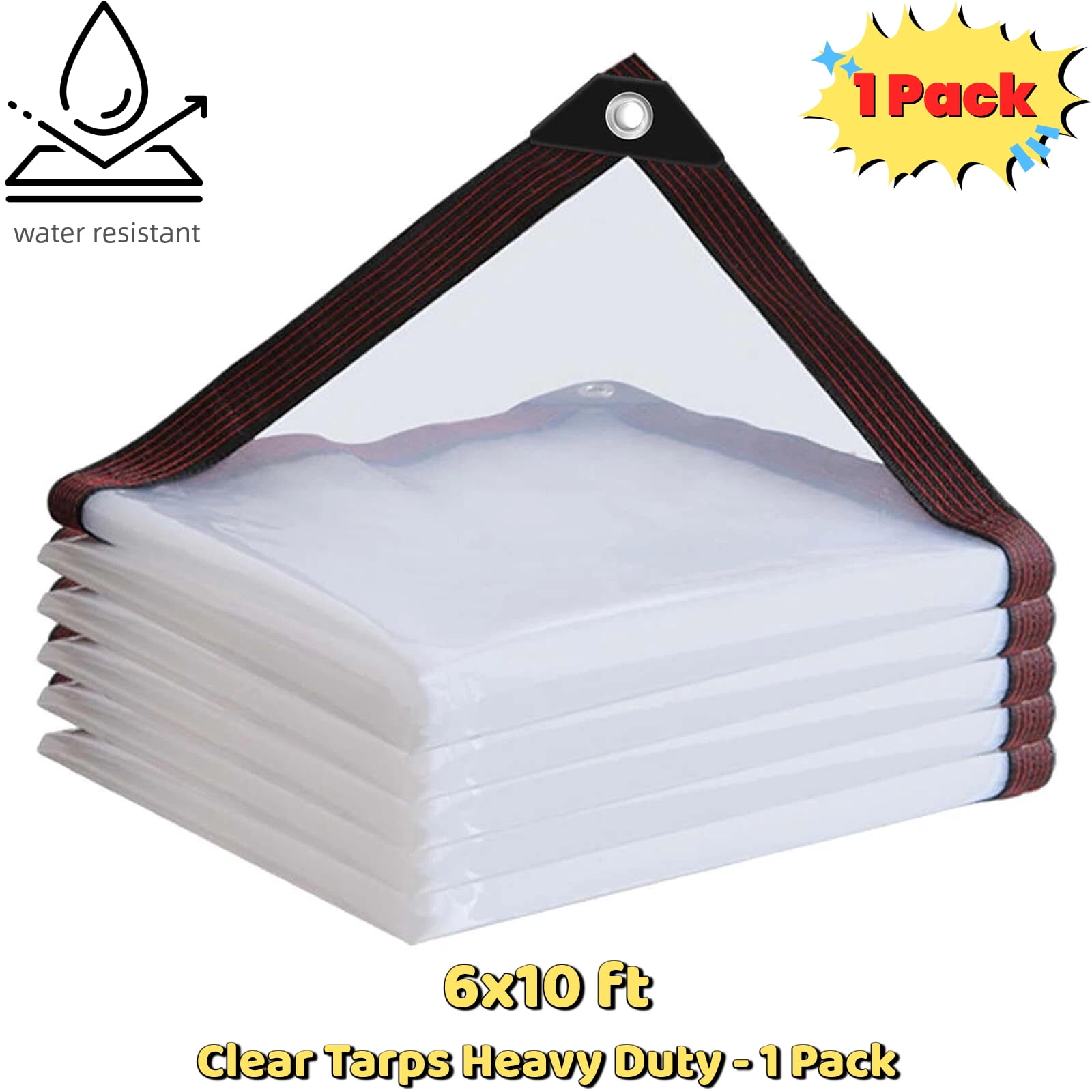 Clear Tarps with Grommets 6x10ft, Heavy Duty Waterproof Tarp Cover ...