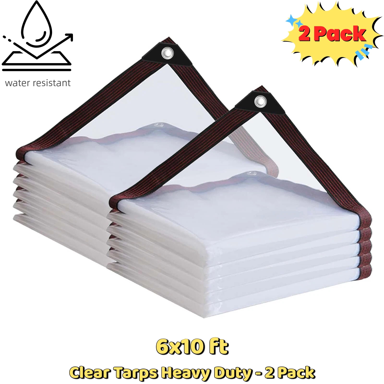 Clear Tarps with Grommets 6x10ft, Heavy Duty Waterproof Tarp Cover ...