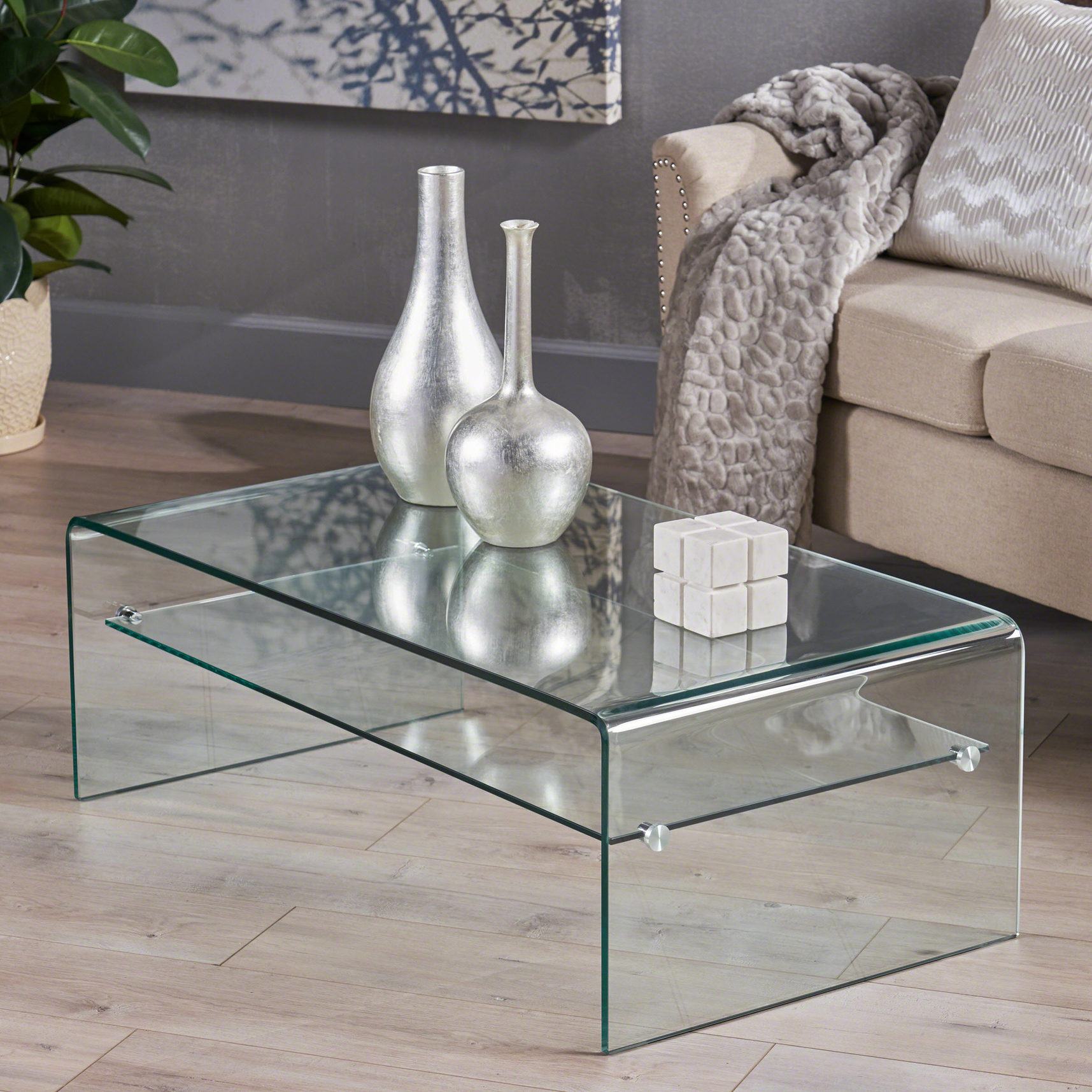 Clear Tempered Glass Coffee Table with Shelf / Update Your Living Room ...