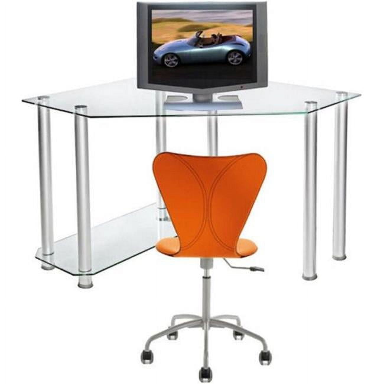 Clear Tempered Glass and Aluminum Corner Computer Desk - Walmart.com