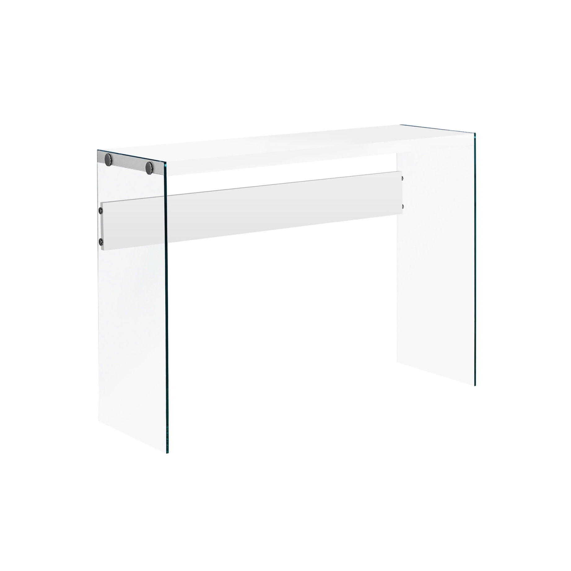Clear Tempered Glass and White Panel Entry Table - Blends with Any Home ...