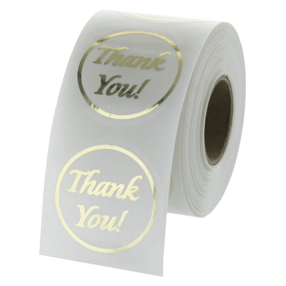 Clear Thank You Stickers Gold Foil 1.5" - Walmart.com