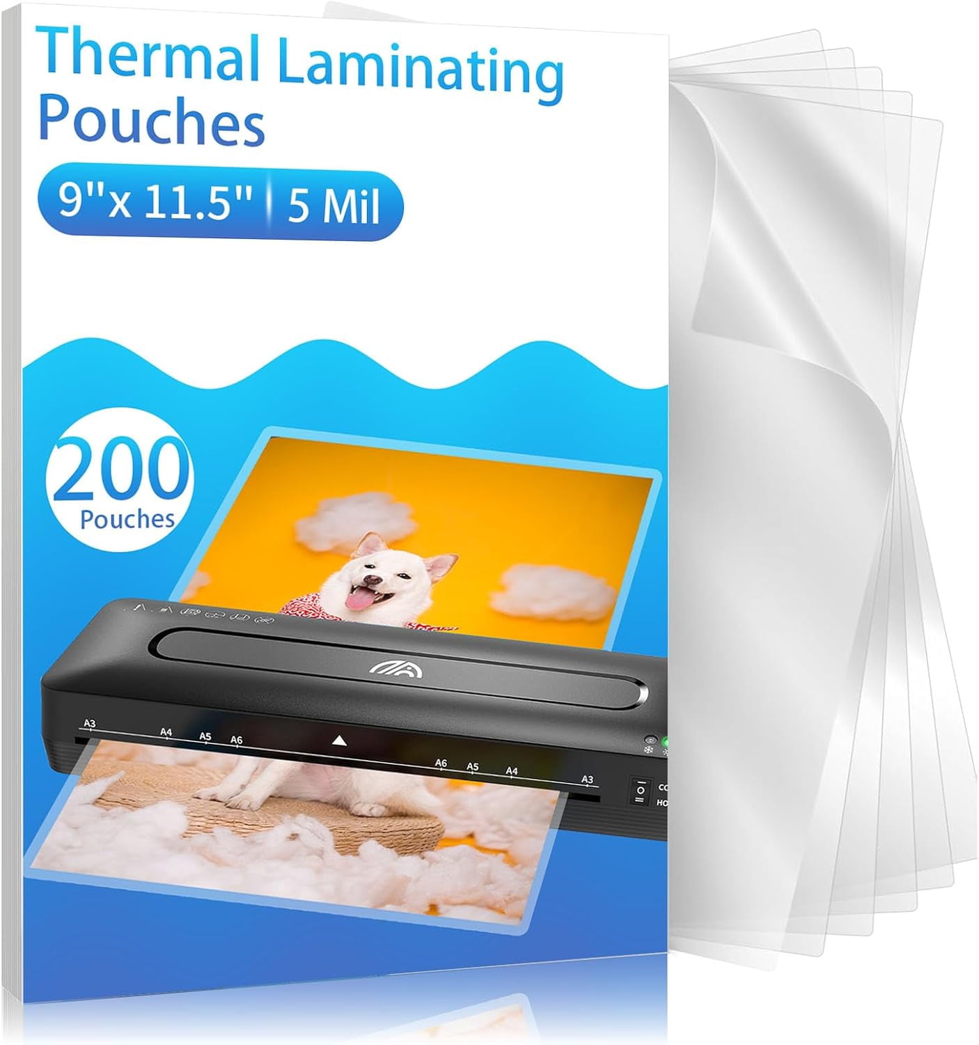 Clear Thermal Laminating Pouches – 9 x 11.5 Inch, 5 mil Thick (200 Pack ...