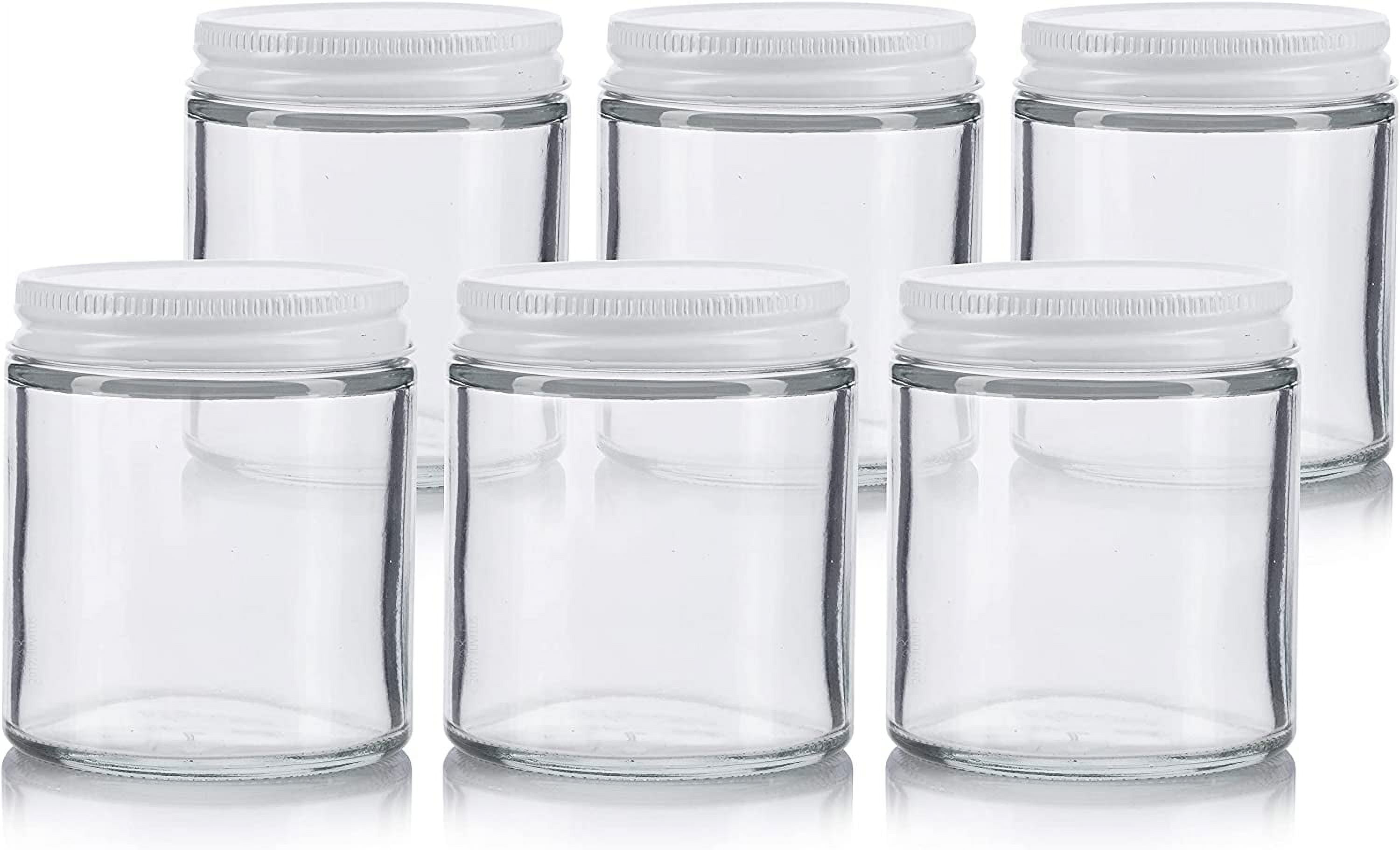 4 Oz 120 Ml Clear Thick Glass Straight Sided Jar With White Metal