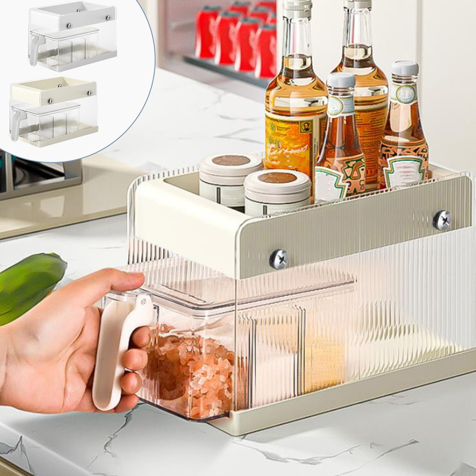 Clear Tier under Sink Organizer, Slide-out Storage Jar, Two-tier Design ...