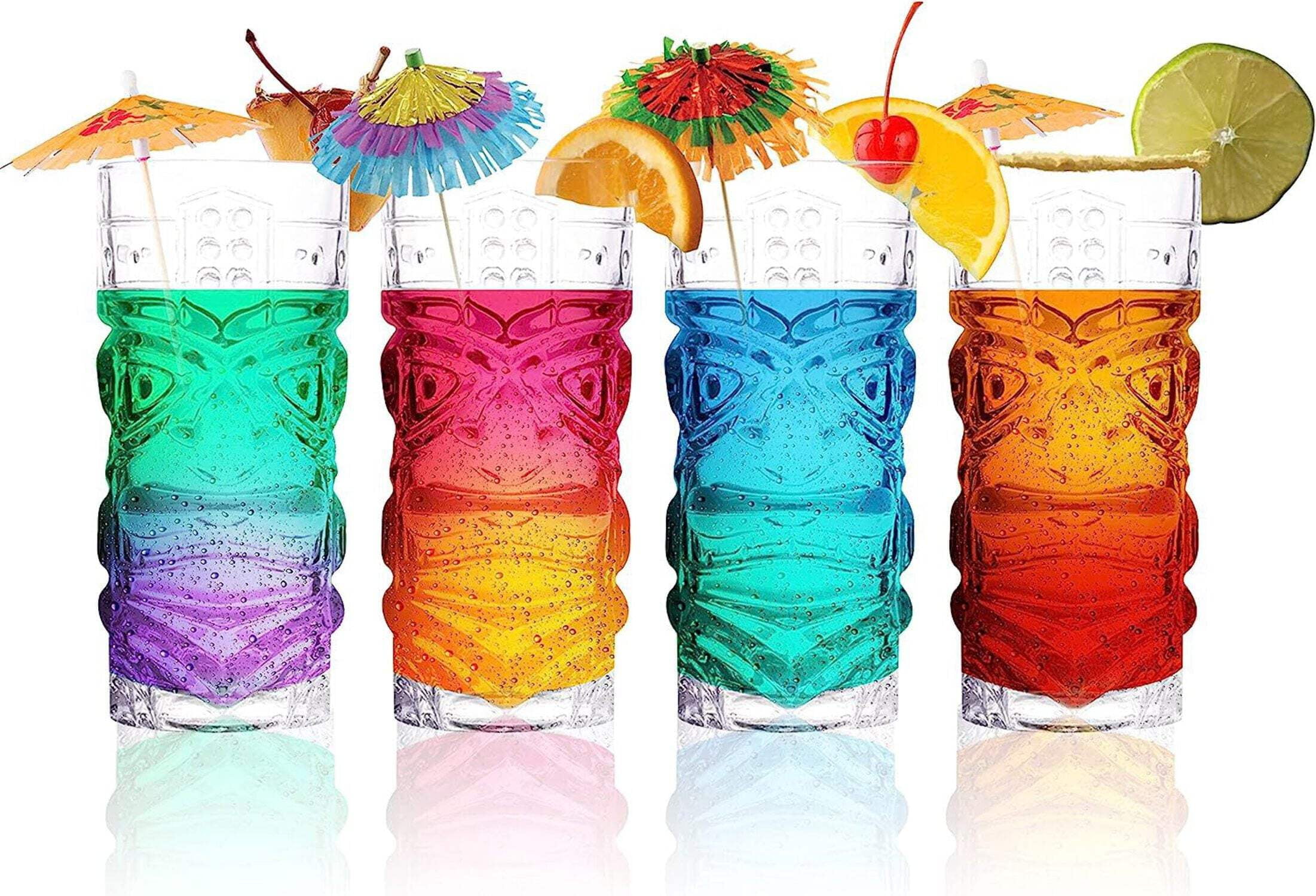 Clear Tiki Glasses, Set of 4-450 ML - Perfect for Exotic Cocktails ...