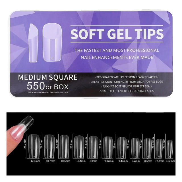 Clear Tips Coffin for Acrylic Nails round Soft Gel Nail Tips Clear ...