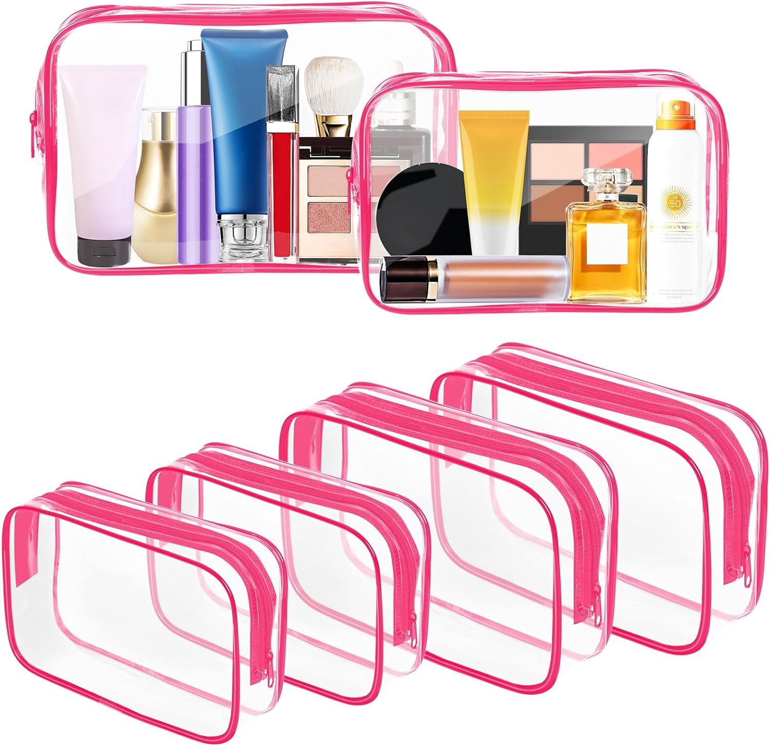 Clear Toiletry Bag, Portable Travel Makeup Pouch with Zipper, TSA ...