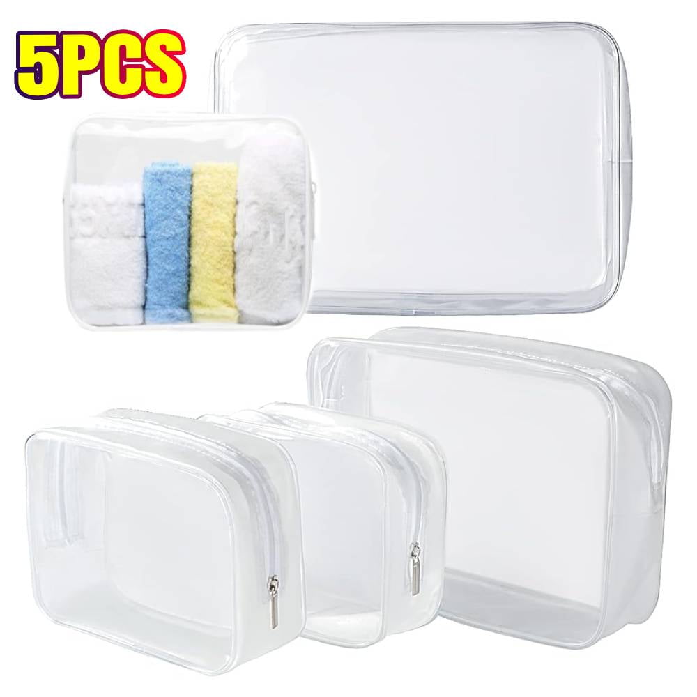 Clear Toiletry Bags, 5 PACK TSA Approved - Plastic Zippered Cosmetic ...